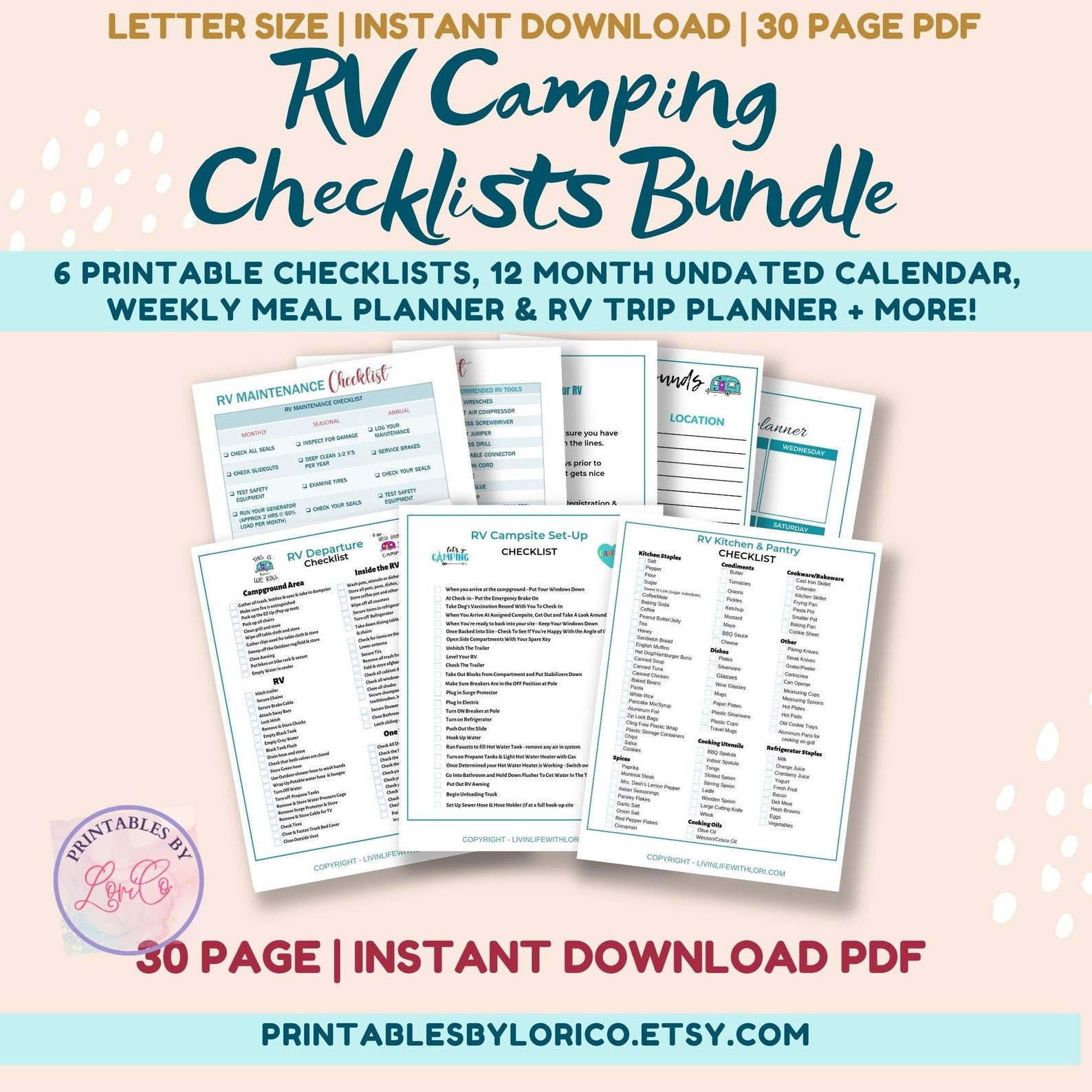 RV Checklists, Printable Camping Checklists, RV Set up and Departure ...