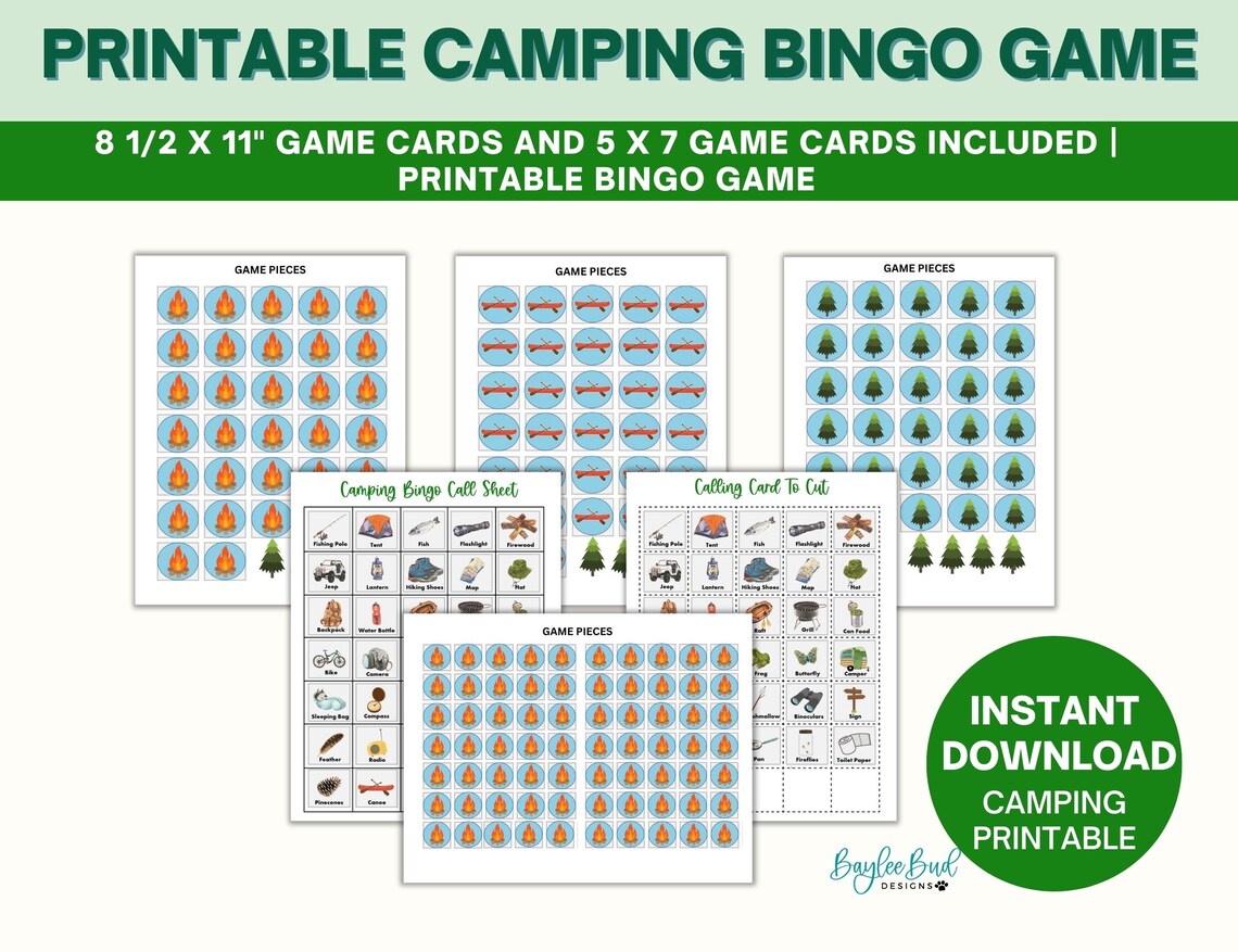 Camping Bingo Cards, Camping Bingo, Camping Bingo Cards for Kids ...