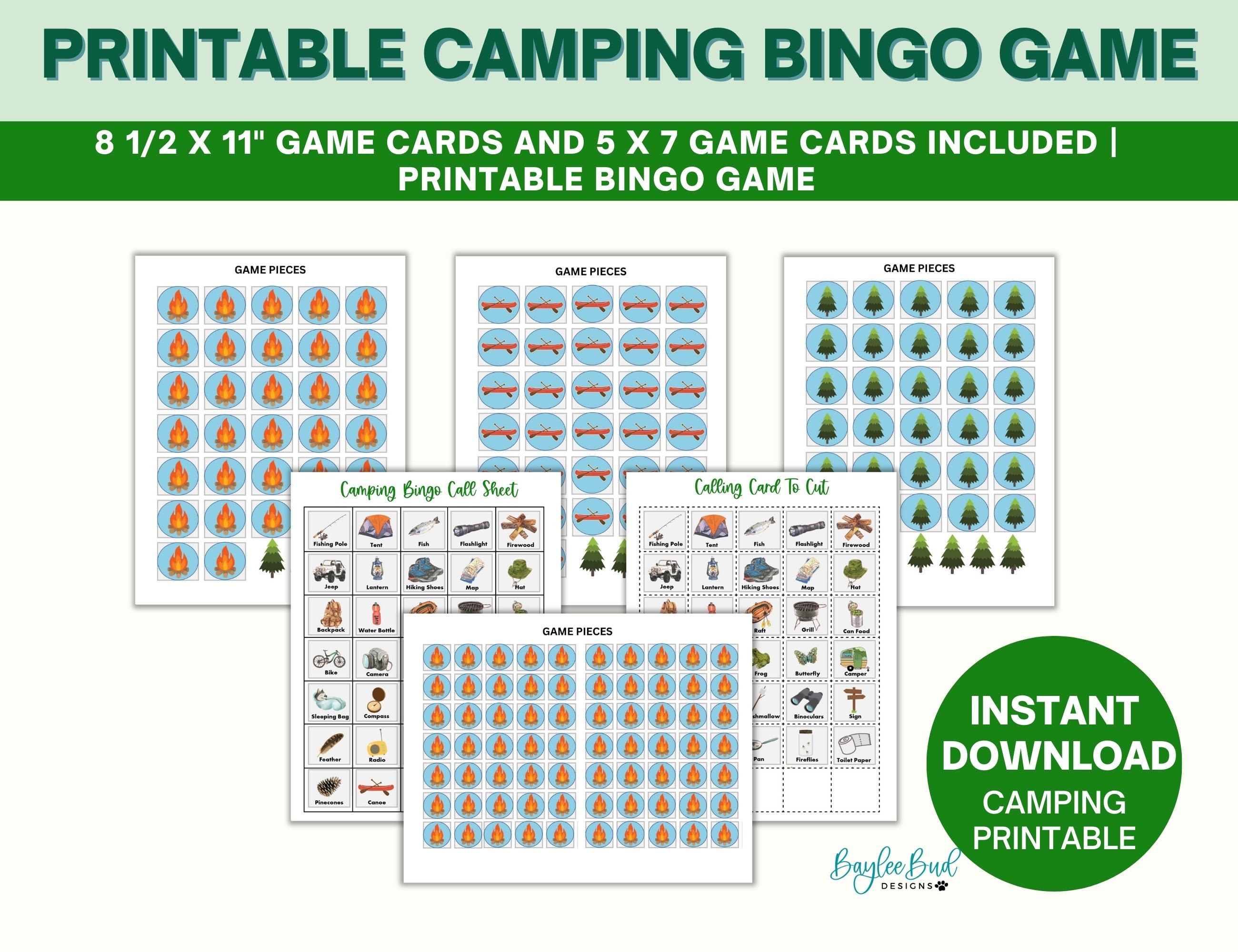 Camping Bingo Cards, Camping Bingo, Camping Bingo Cards for Kids ...