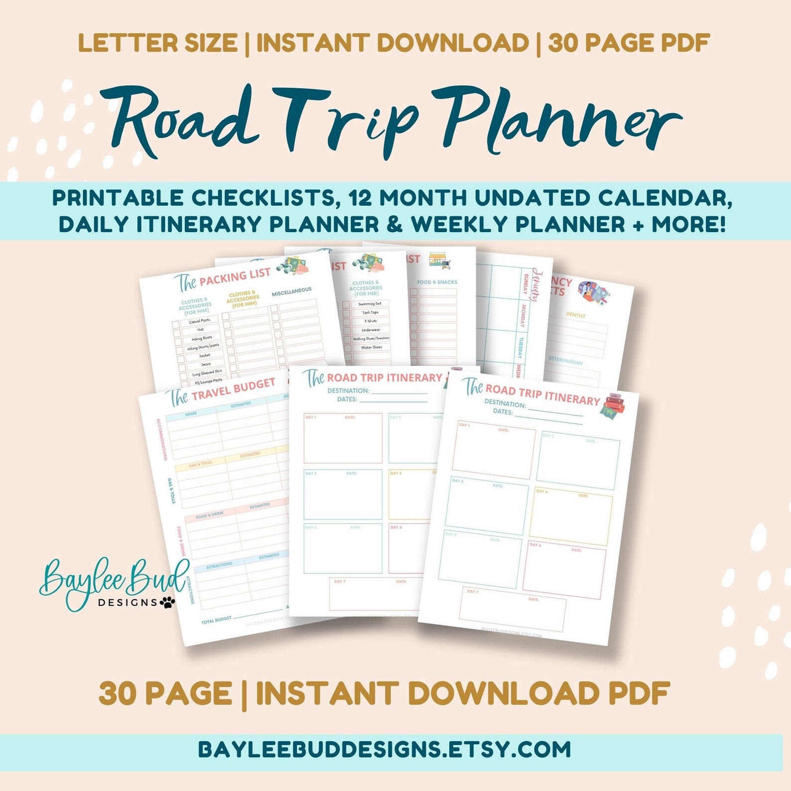 Road Trip Checklists, Printable Road Trip Checklists, Bucket List ...