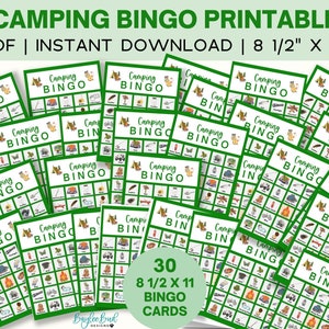 Camping Bingo Cards, Camping Bingo, Camping Bingo Cards for Kids ...