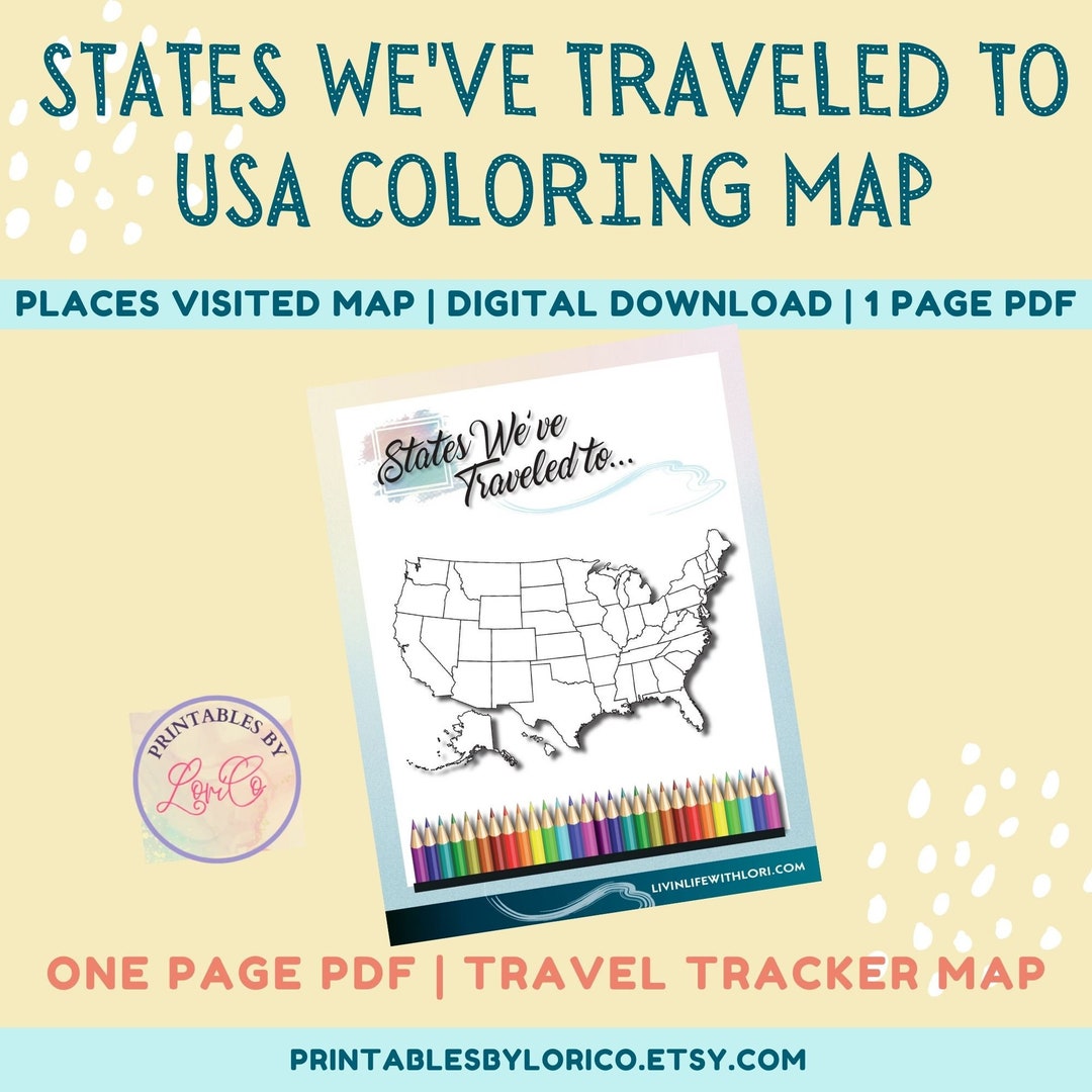 Places I've Been Map, Travel Tracker Map, Places Visited Map, USA Map ...