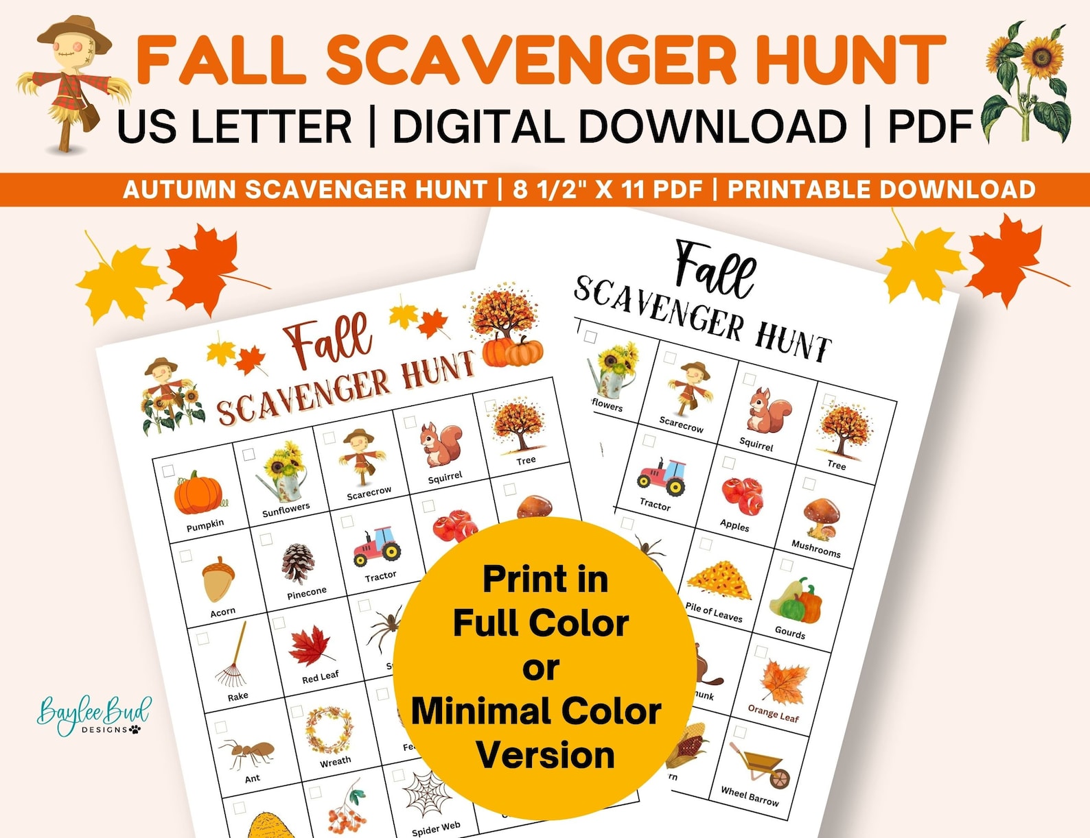 Fall Scavenger Hunt, Fall Kids Scavenger Hunt, Printable Fall Scavenger ...