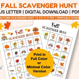 Fall Scavenger Hunt, Fall Kids Scavenger Hunt, Printable Fall Scavenger ...