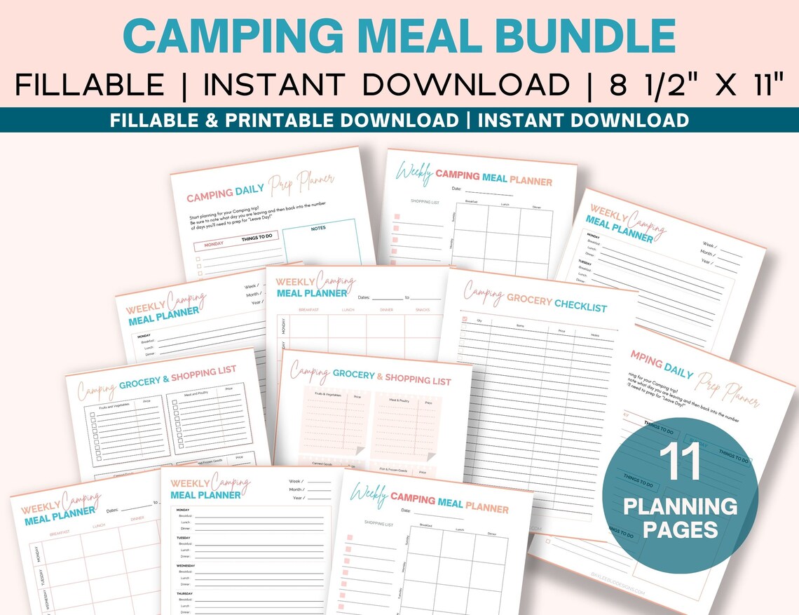 Fillable Camping Meal Planner, Fillable RV Meal Plan, Printable Meal ...