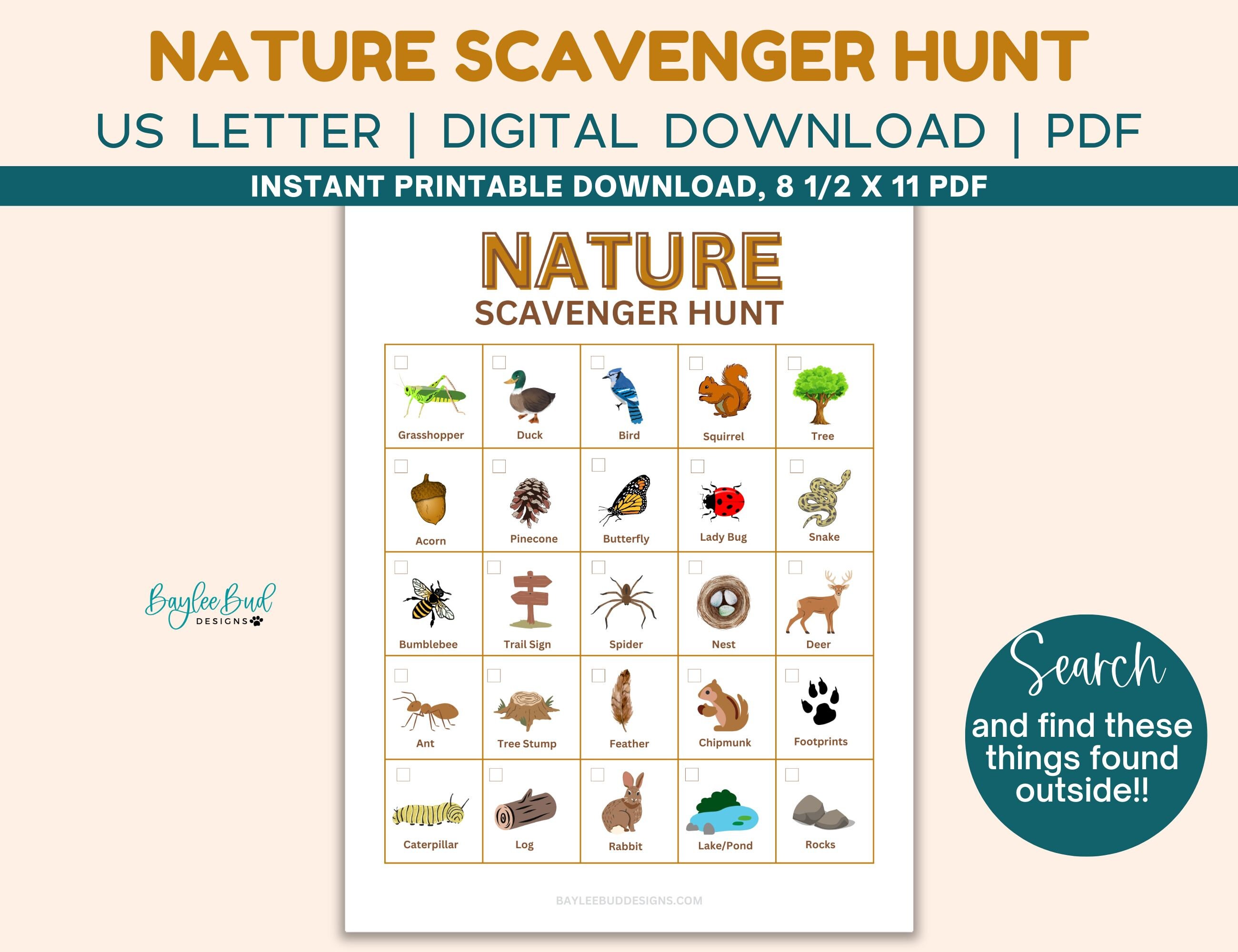 Nature Scavenger Hunt, Nature Scavenger Hunt for Kids, Outdoor ...