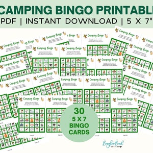 Camping Bingo Cards, Camping Bingo, Camping Bingo Cards for Kids ...