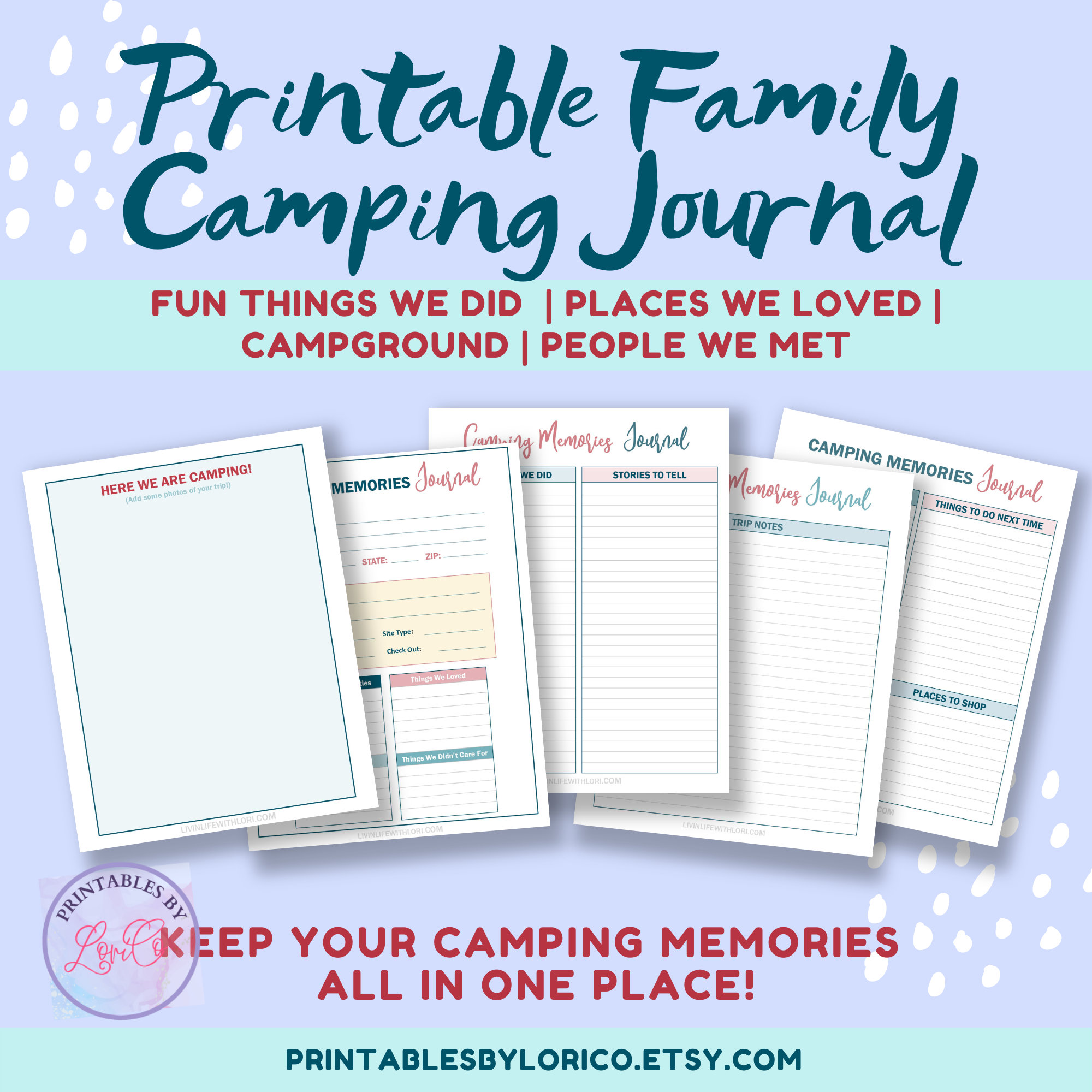 Camping Journal, Family Camping Journal Printable, RV Camping Journal ...