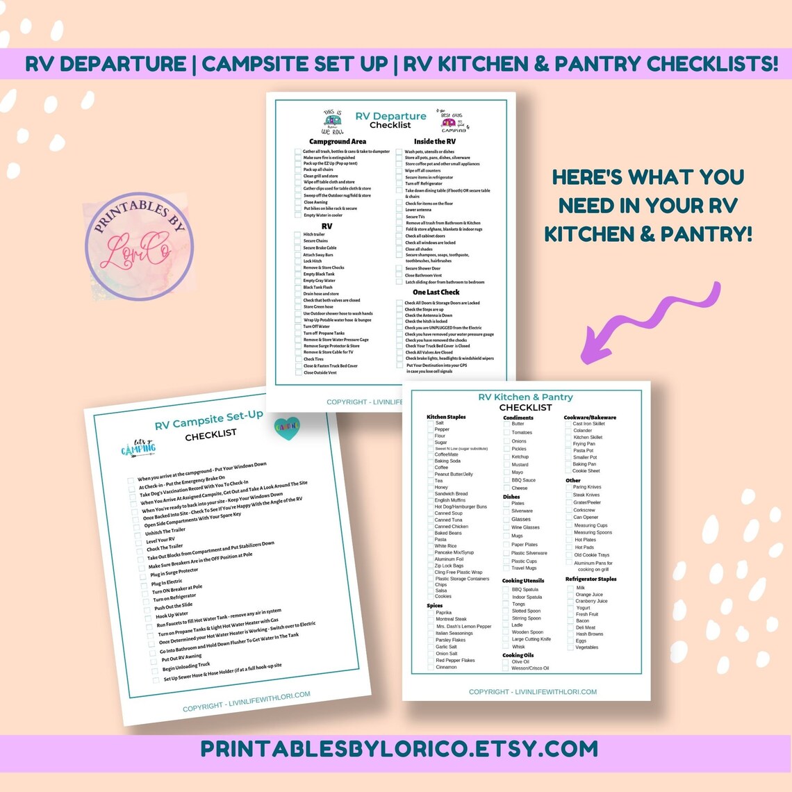 RV Checklists, Printable Camping Checklists, RV Set up and Departure ...