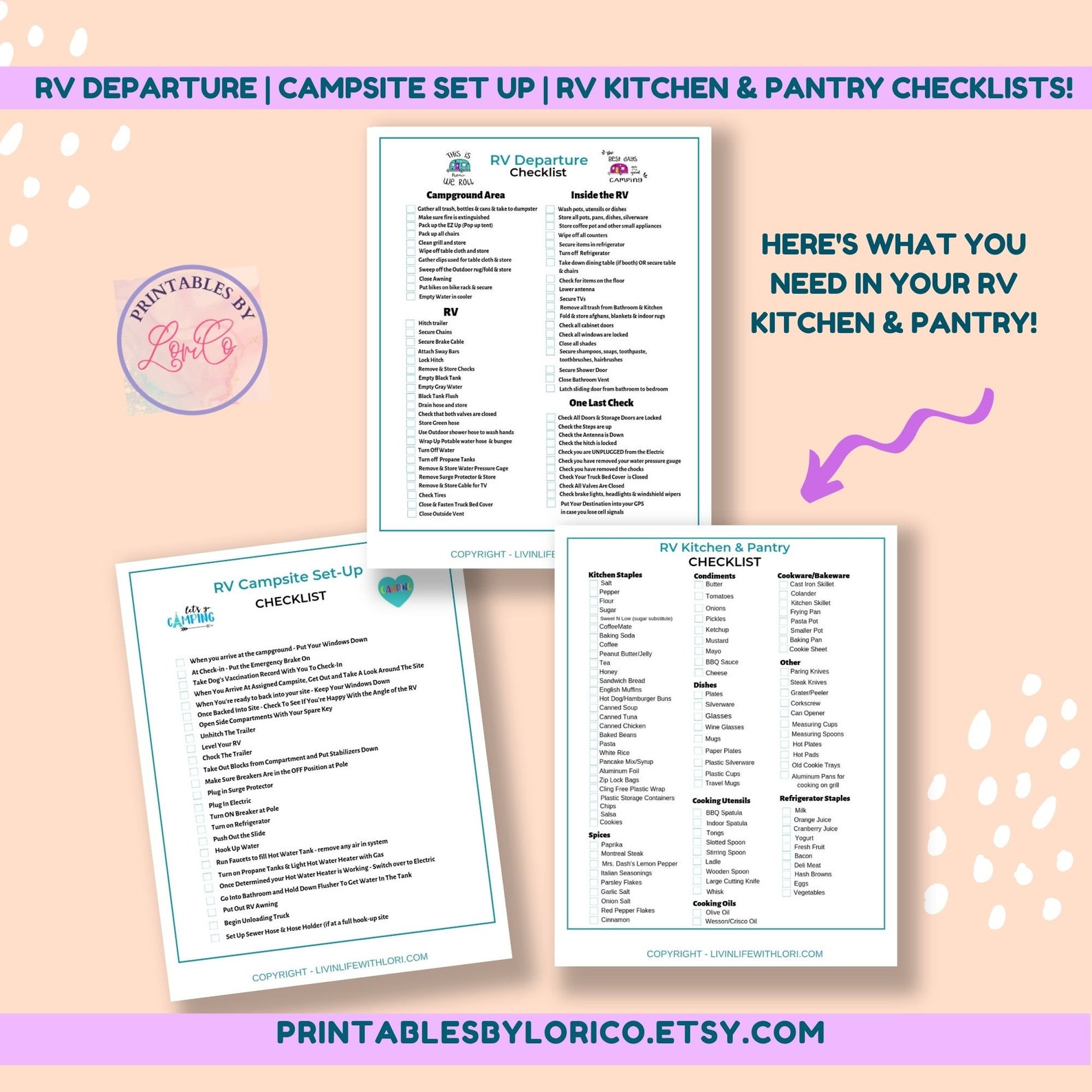 RV Checklists, Printable Camping Checklists, RV Set up and Departure ...