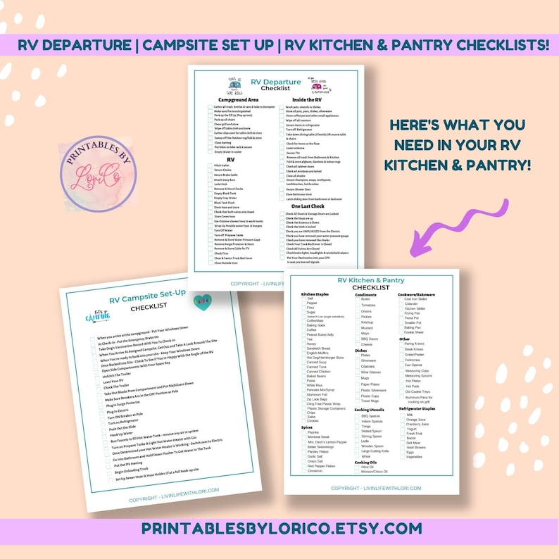 RV Checklists, Printable Camping Checklists, RV Set up and Departure ...