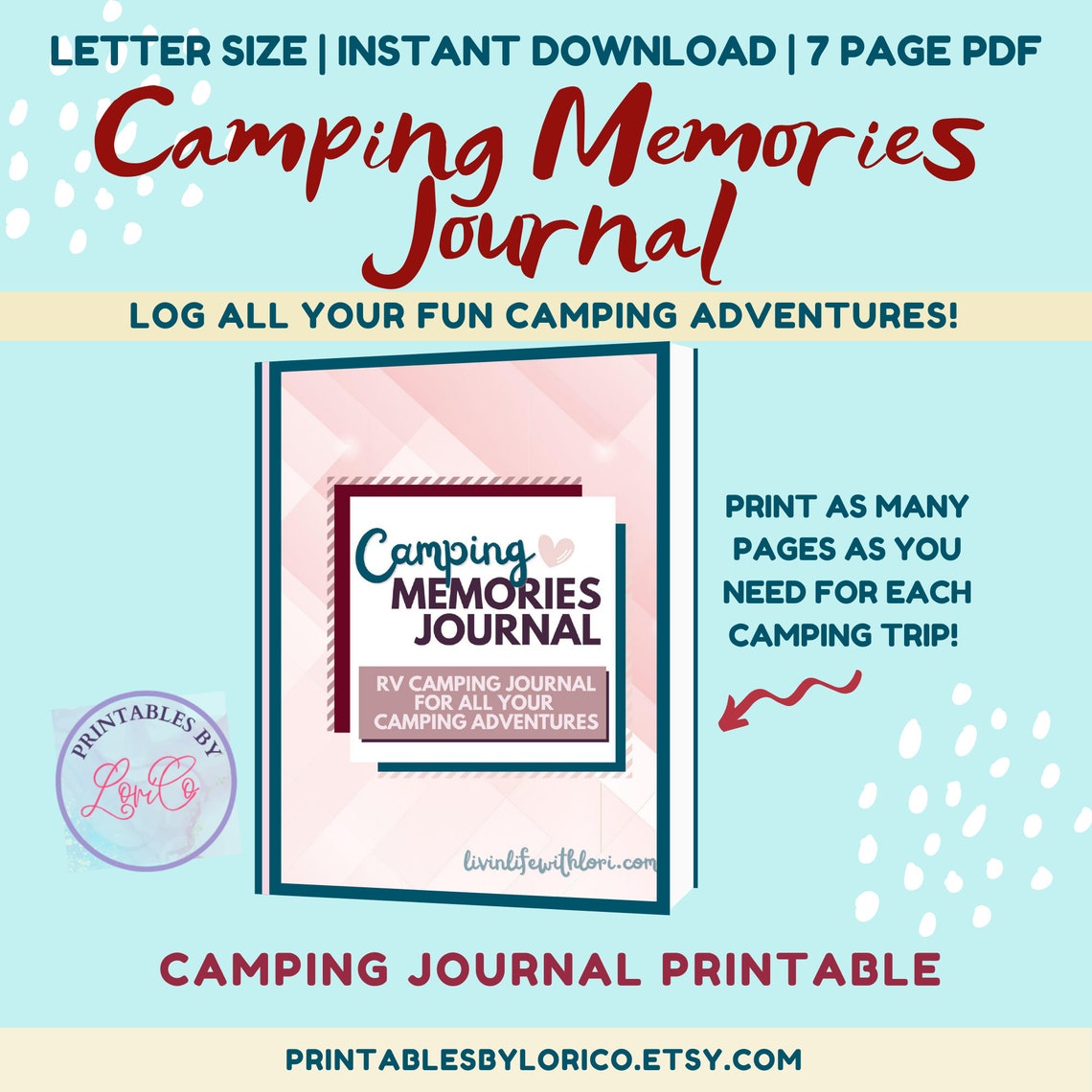 Camping Journal, Family Camping Journal Printable, RV Camping Journal ...