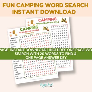 Camping Word Search, Camping Printables, Printable Camping Word Search ...