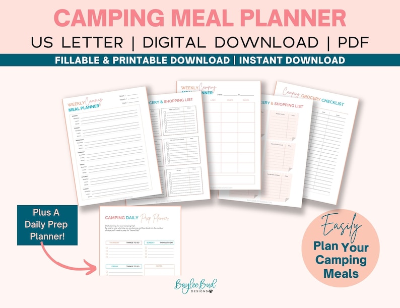 Fillable Camping Meal Planner, Fillable RV Meal Plan, Printable Meal ...
