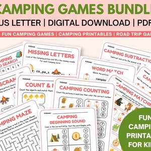 Camping Games, Camping Activity Bundle, Road Trip Games, Camping Maze ...