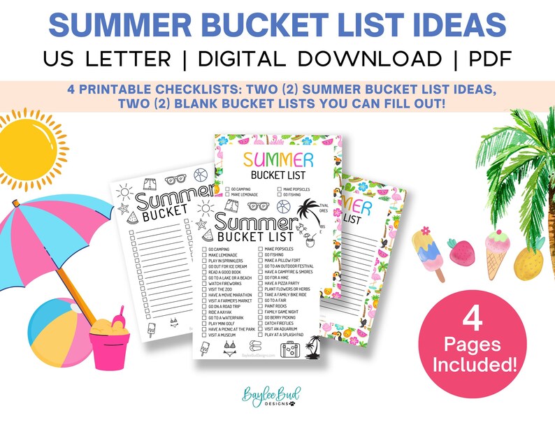 Summer Bucket List, Summer Printable, Summer Ideas, Bucket List Ideas ...