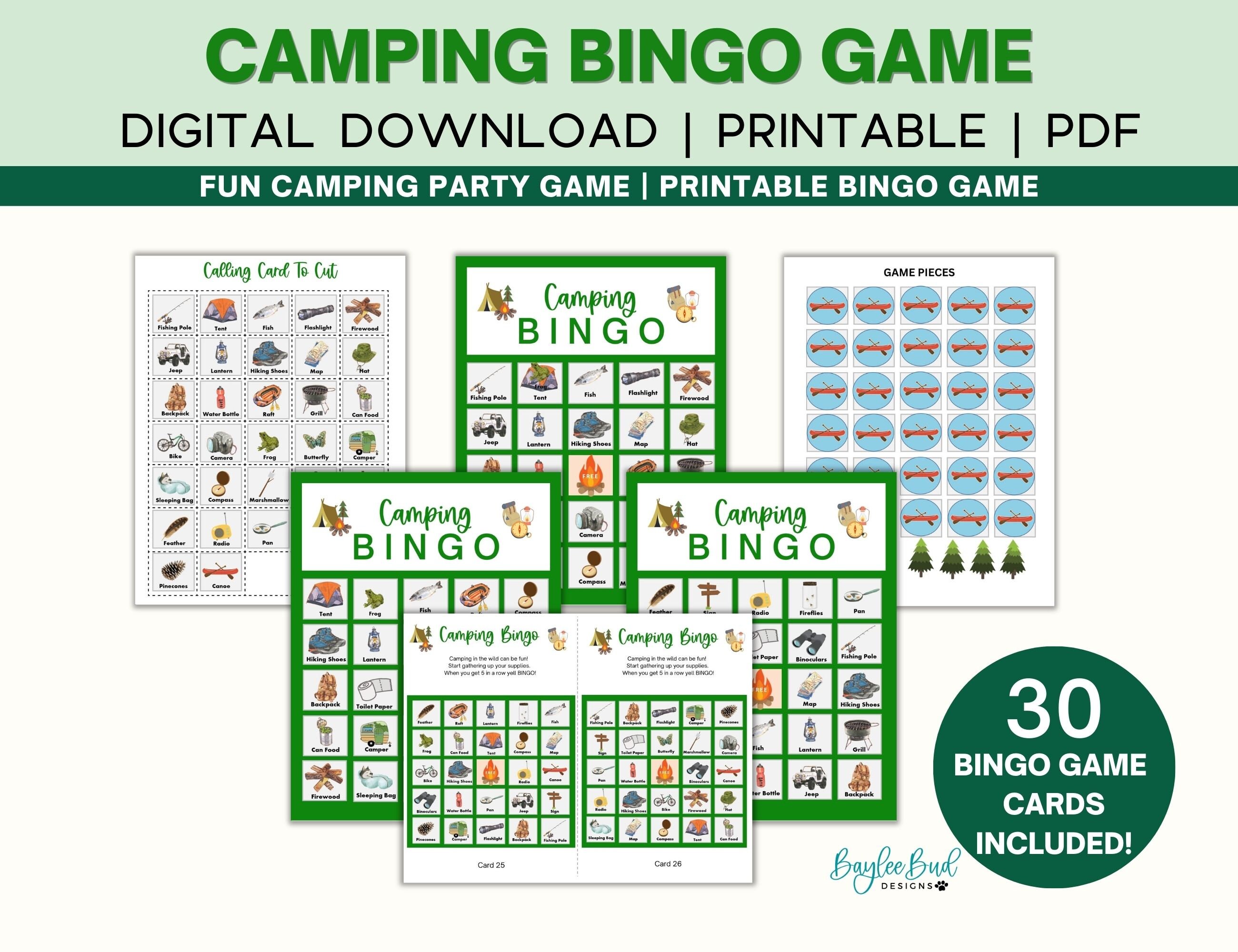 Camping Bingo Cards, Camping Bingo, Camping Bingo Cards for Kids ...