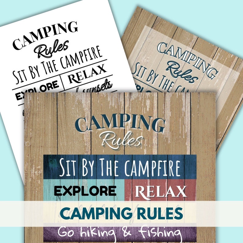 Camping Rules Printable, Camping Wall Art, Camping Sign, Camper Decor ...