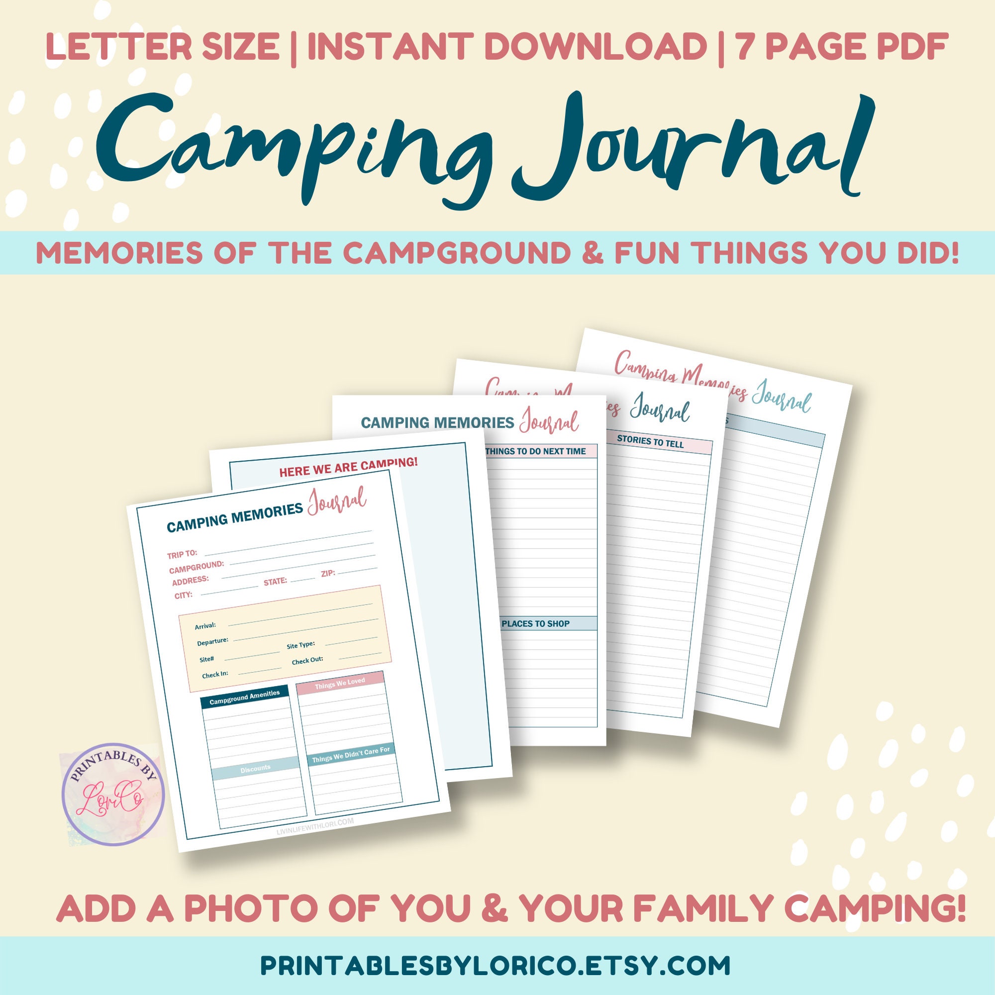 Camping Journal, Family Camping Journal Printable, RV Camping Journal ...