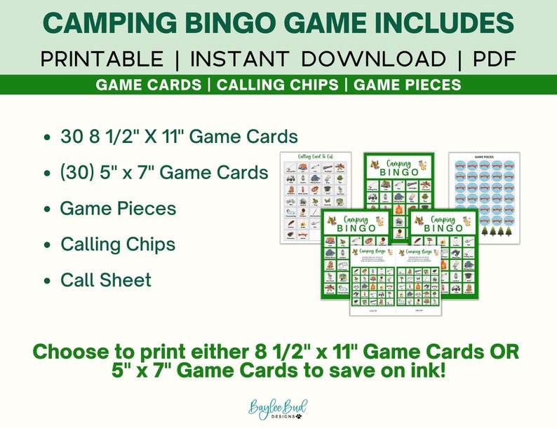 Camping Bingo Cards, Camping Bingo, Camping Bingo Cards for Kids ...