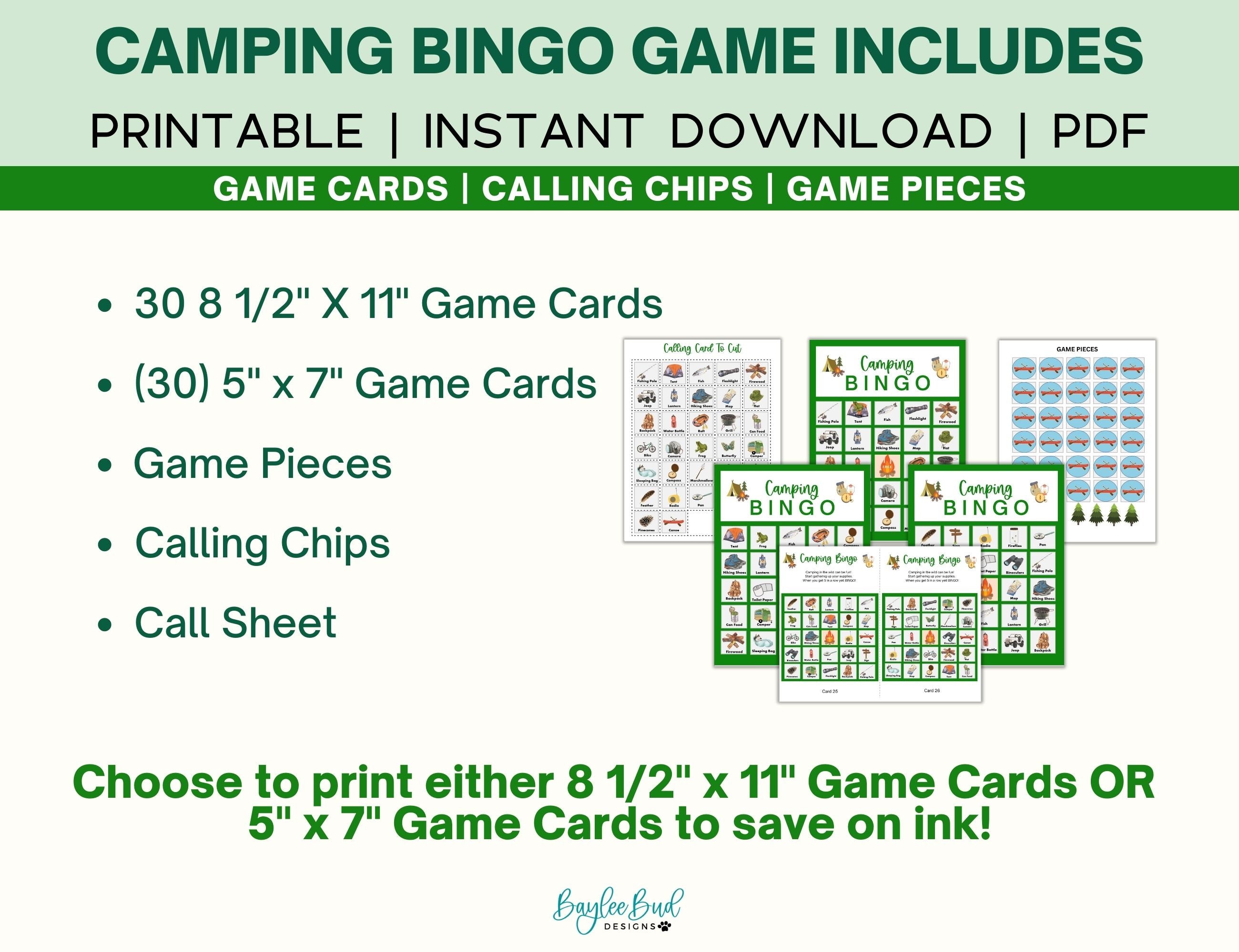 Camping Bingo Cards, Camping Bingo, Camping Bingo Cards for Kids ...