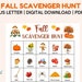 Fall Scavenger Hunt, Fall Kids Scavenger Hunt, Printable Fall Scavenger ...