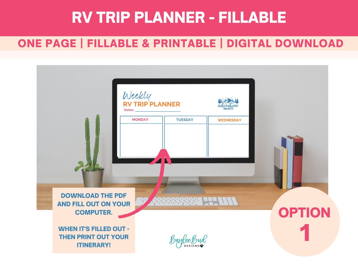 Fillable RV Trip Planner, Fillable Weekly Road Trip Planner, Road Trip ...