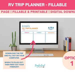 Fillable RV Trip Planner, Fillable Weekly Road Trip Planner, Road Trip ...