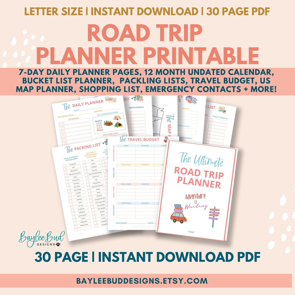 Ultimate Road Trip Planner, Printable Road Trip Planner Bundle, Family ...