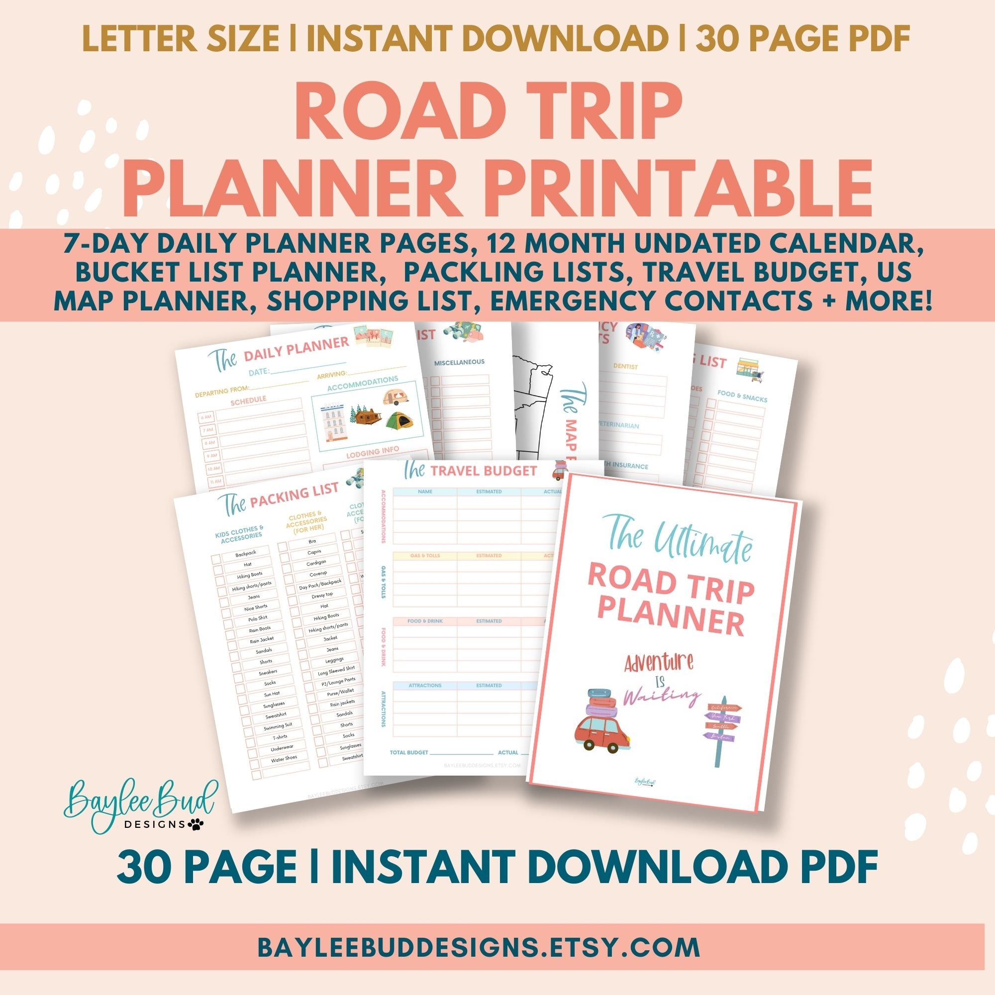 Ultimate Road Trip Planner, Printable Road Trip Planner Bundle, Family ...
