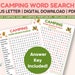 Camping Word Search, Camping Printables, Printable Camping Word Search ...
