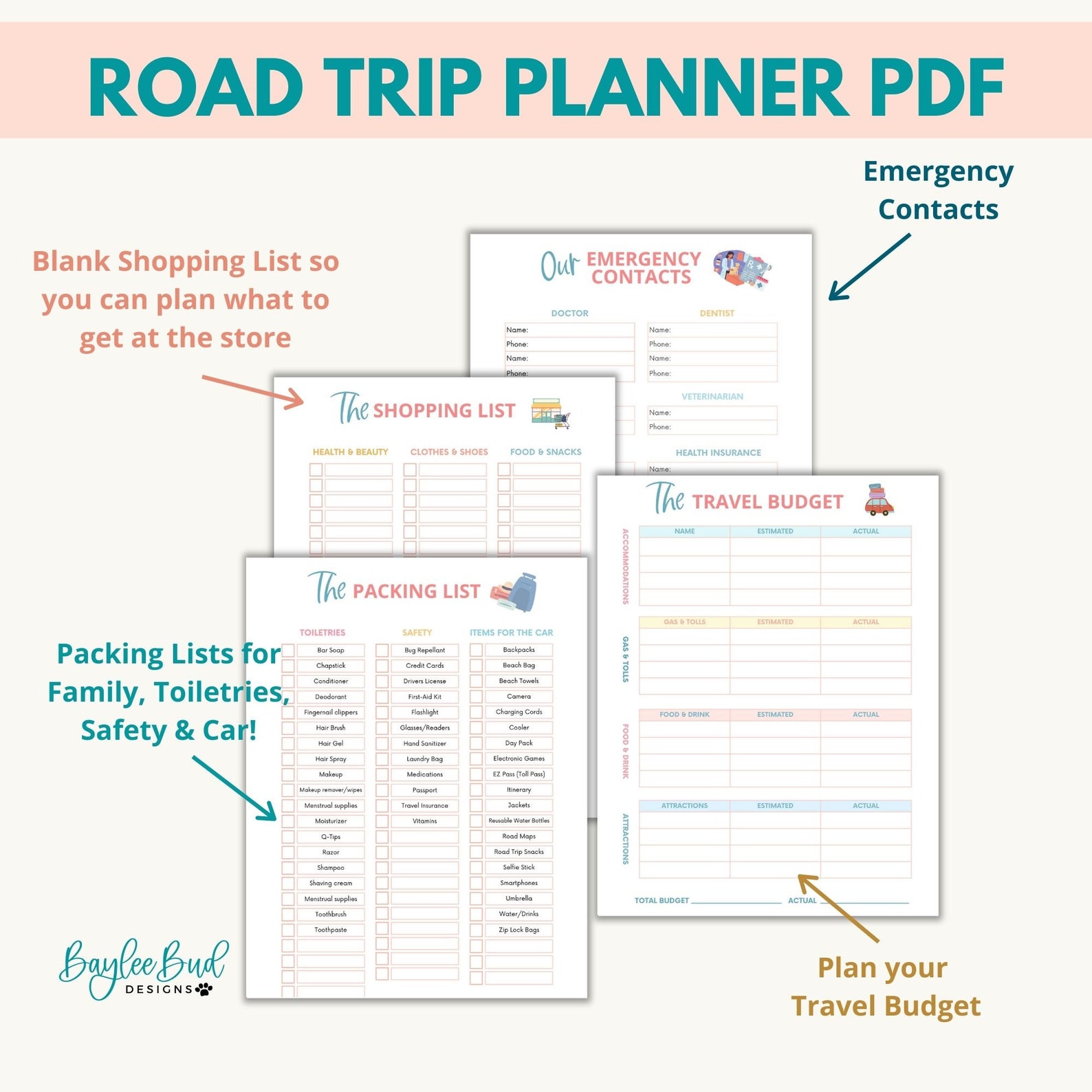 Ultimate Road Trip Planner, Printable Road Trip Planner Bundle, Family ...
