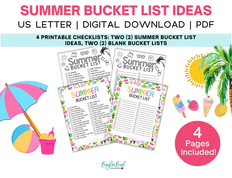 Summer Bucket List, Summer Printable, Summer Ideas, Bucket List Ideas ...