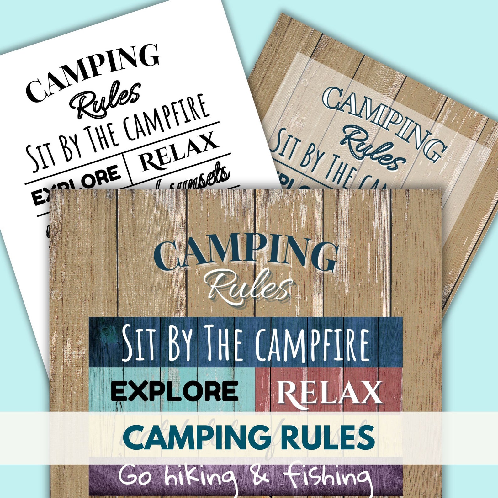 Camping Rules | Camping Rules Printable | Camping Wall Art | Camper ...