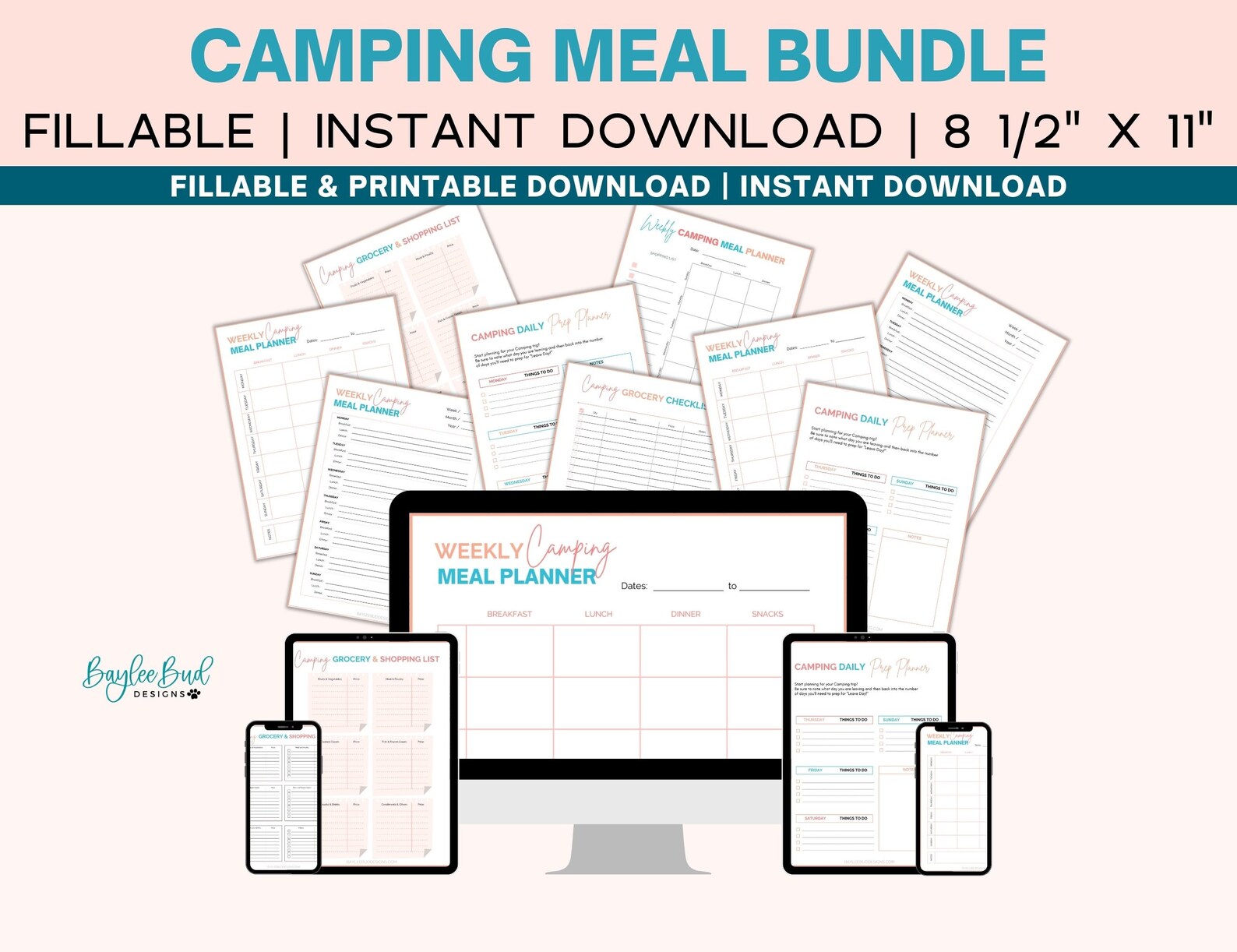 Fillable Camping Meal Planner, Fillable RV Meal Plan, Printable Meal ...