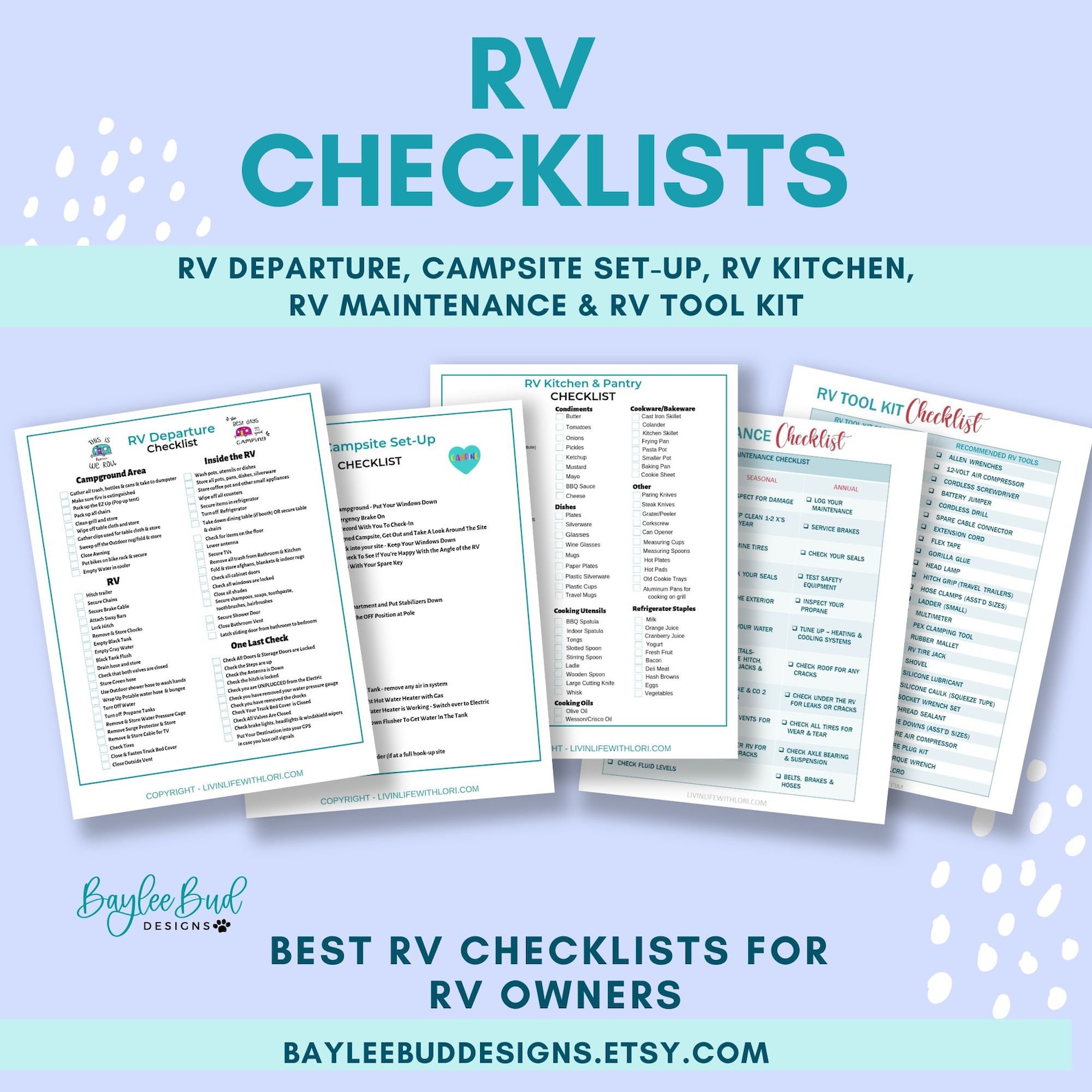 Printable RV Checklists, RV Departure Checklists, RV Kitchen and Pantry ...