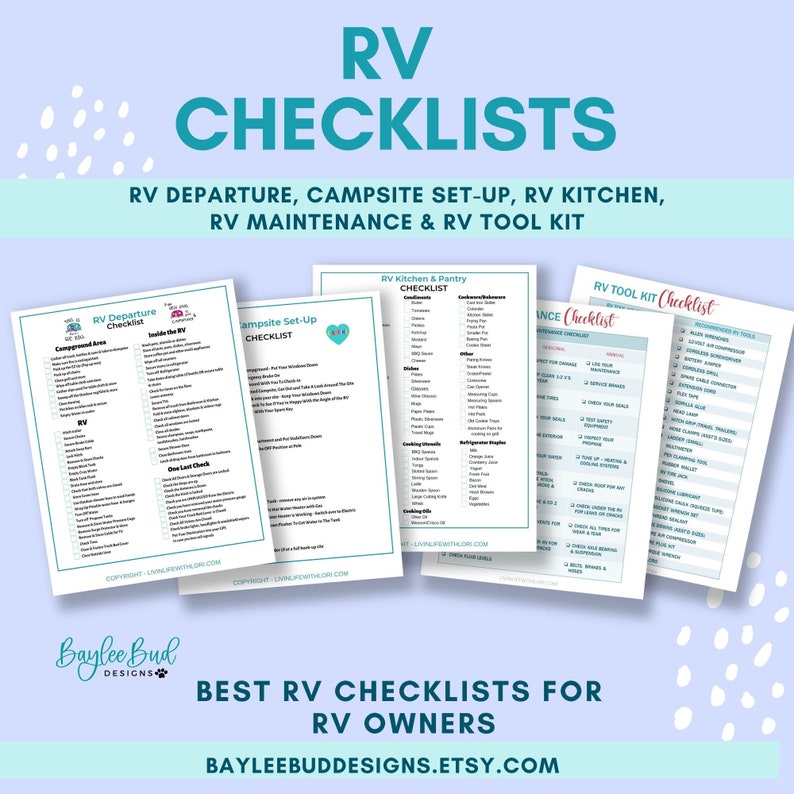 Printable RV Checklists, RV Departure Checklists, RV Kitchen and Pantry ...