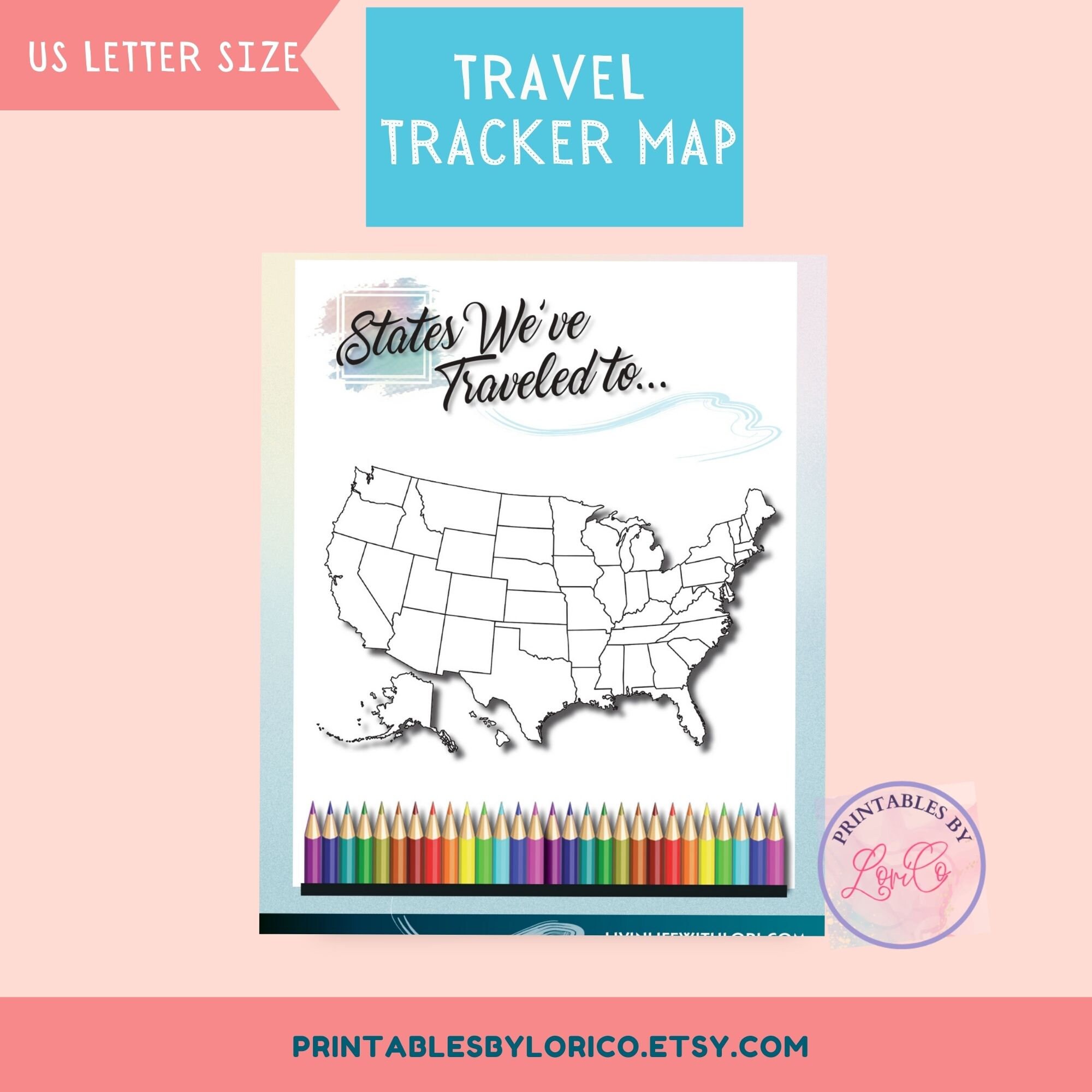 Places I've Been Map, Travel Tracker Map, Places Visited Map, USA Map ...