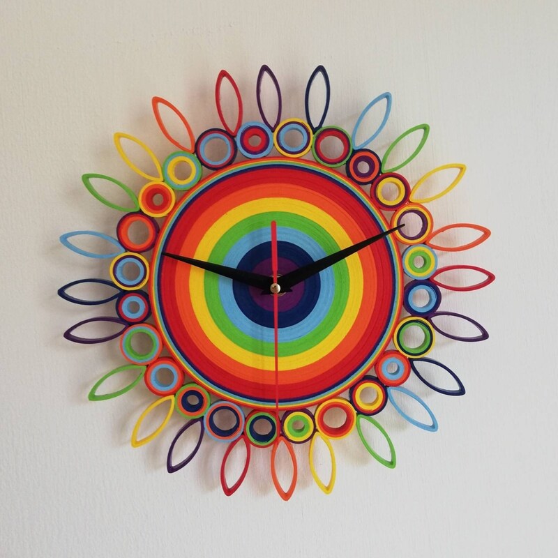 Rainbow Wall Clock - Etsy
