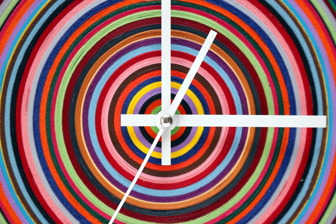Wall Clock Colorful Clock Paper Clock Unique Wall Clock | Etsy