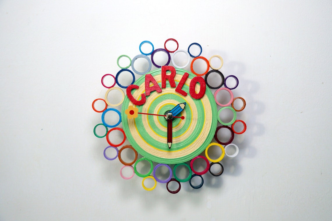 Small Wall Clock Kids Room Decor Custom Name Art Baby | Etsy