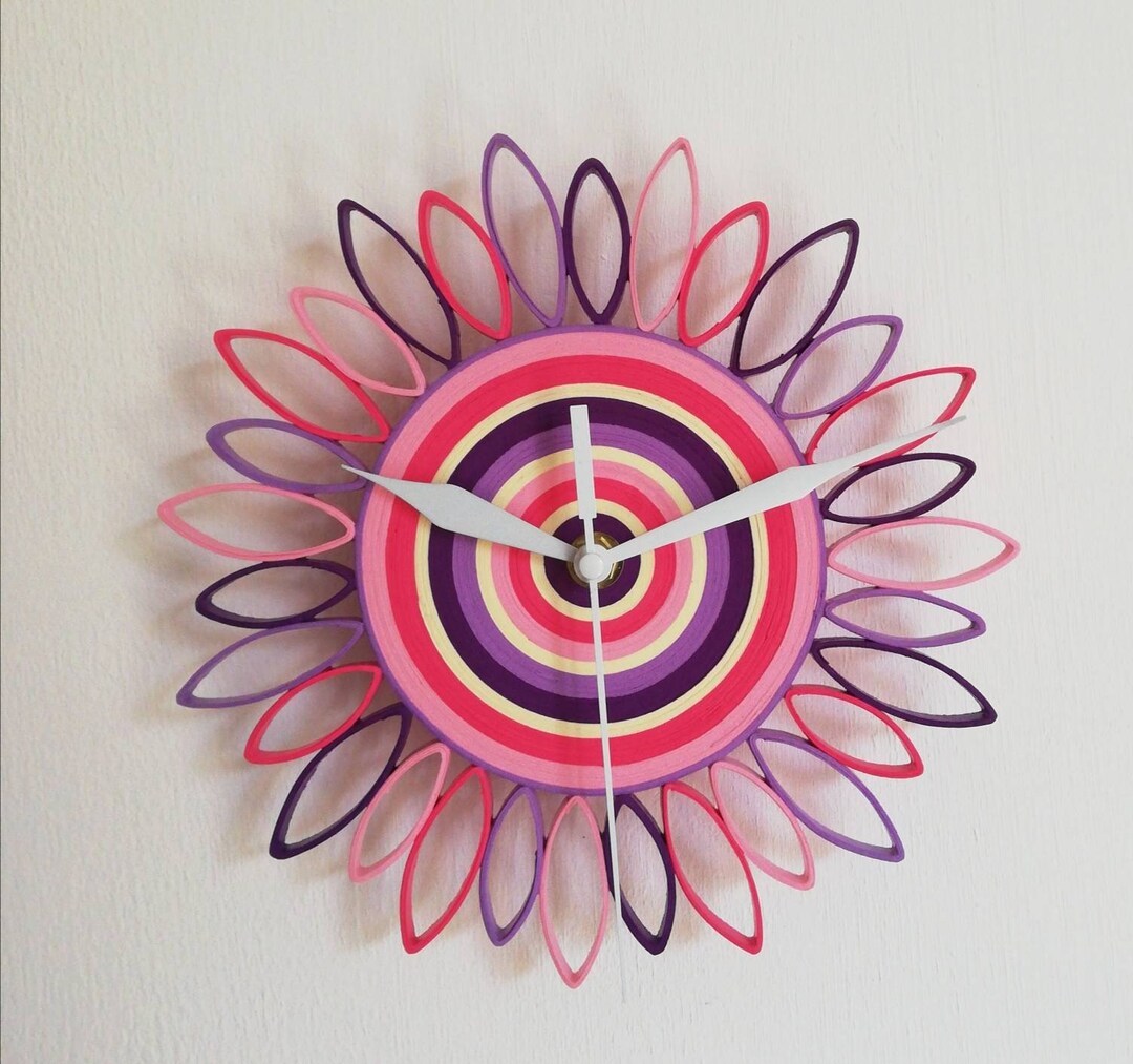 Flower Clock, Paper Flowers, Wall Clock, Flower Decor for Wall, Flower ...