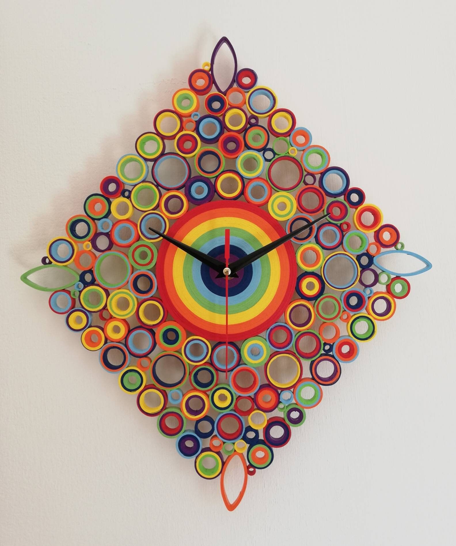 Wall Clock Rainbow Decor Geometric Clock Paper Clock - Etsy