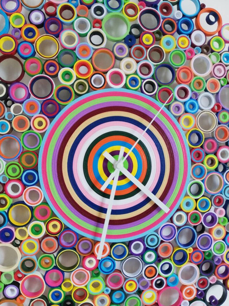 Large Wall Clock Paper Clock Colorful Clock 20 Inch Clock | Etsy