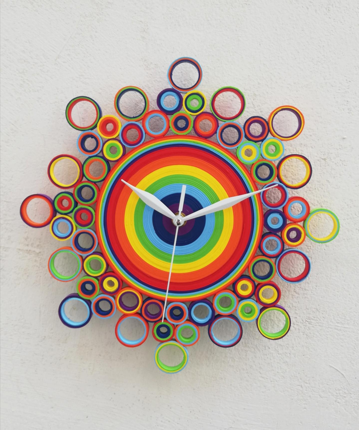 Wall Clock, Rainbow Decor, Paper Clock, Unusual Clocks, Unique Wall ...