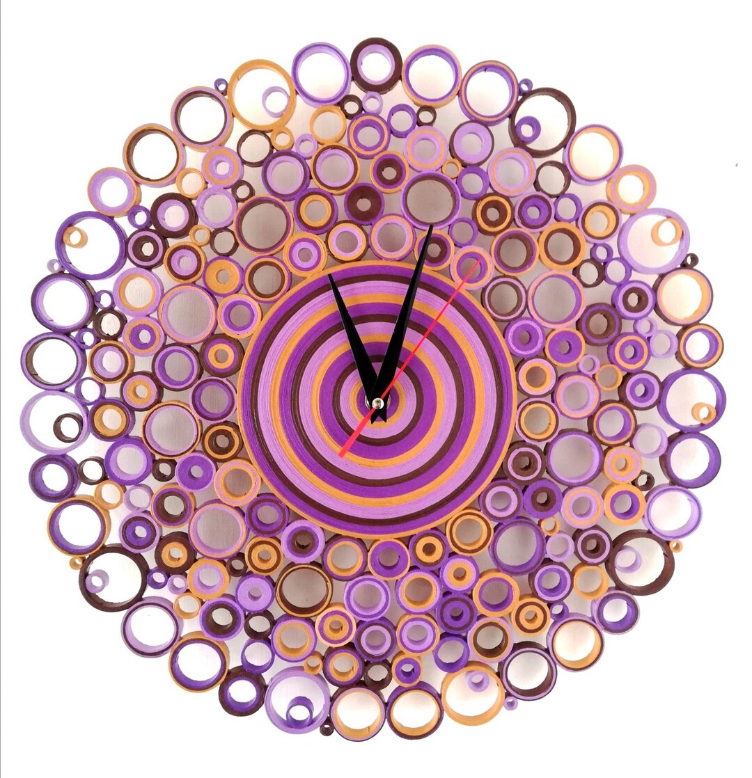 Quilling Wall Clock, Silent Clock, Artistic Clock, Modern Clock, Paper ...