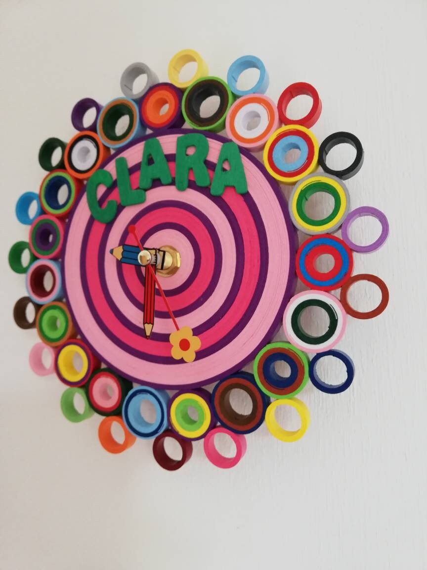 Small Wall Clock Kids Room Decor Custom Name Art Baby - Etsy