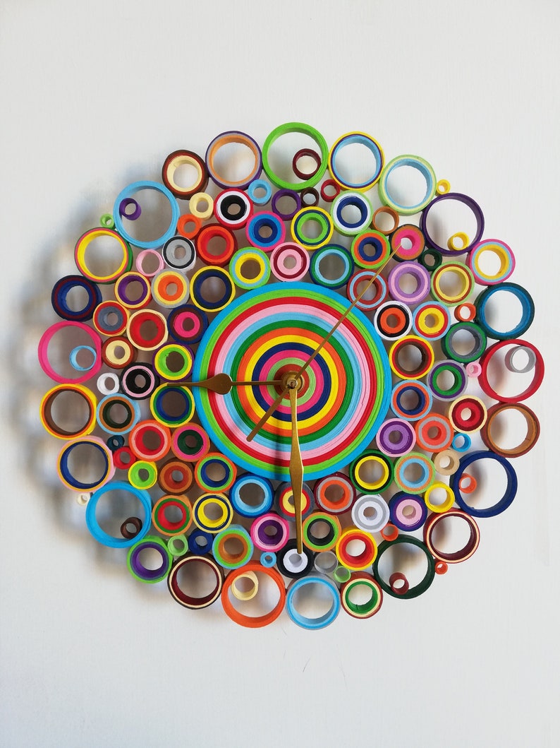 Wall Clock Paper Clock Colorful Clock First Anniversary - Etsy