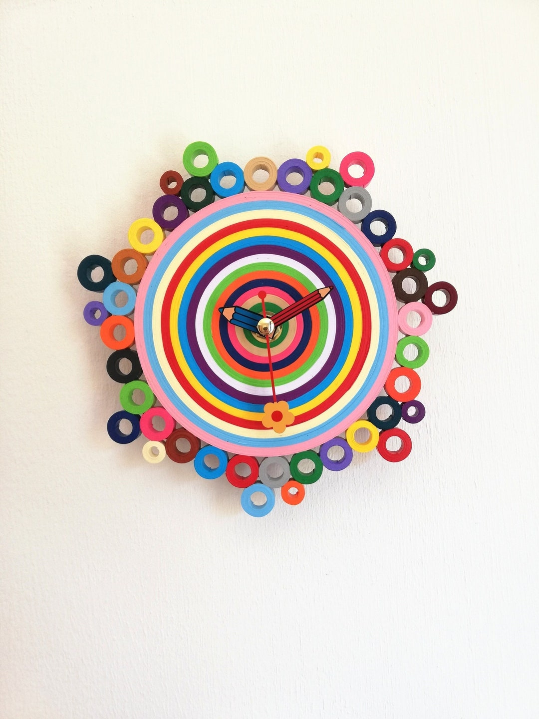 Wall Clock, Paper Clock, Small Clock for Wall, Christmas Gift, Bedroom ...