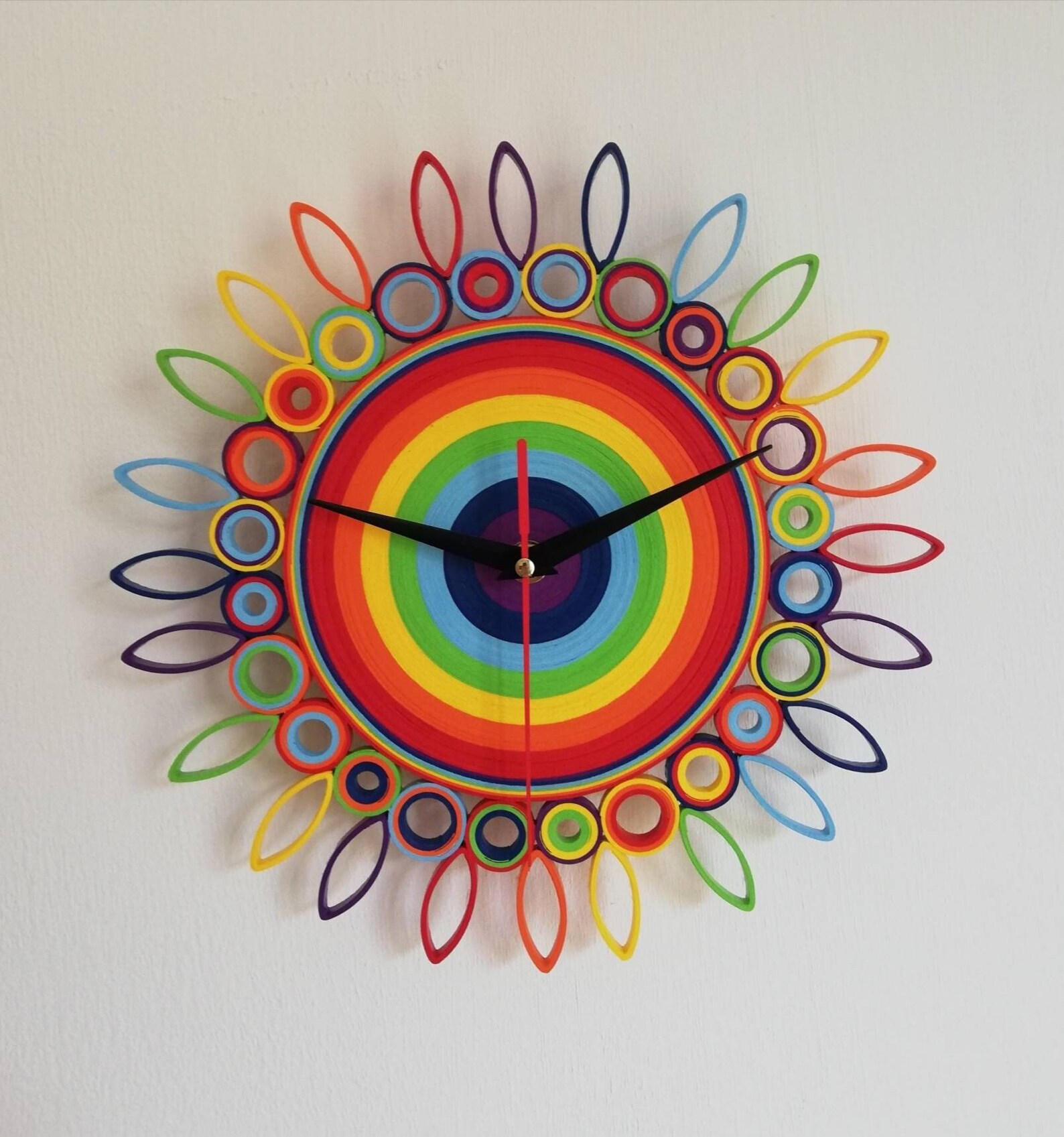 Wall Clock, Rainbow Decor, Paper Clock, Handmade Furniture, Unique Wall ...
